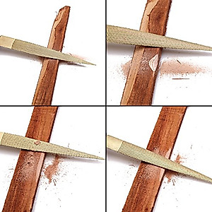 NKTM Needle File Set Wood Files for Wood Working Files Tools Golden Tapered Wood Rasp File with Rubber Handle in Gift Bag for Carving 2 Pack (8 * 10 inch)