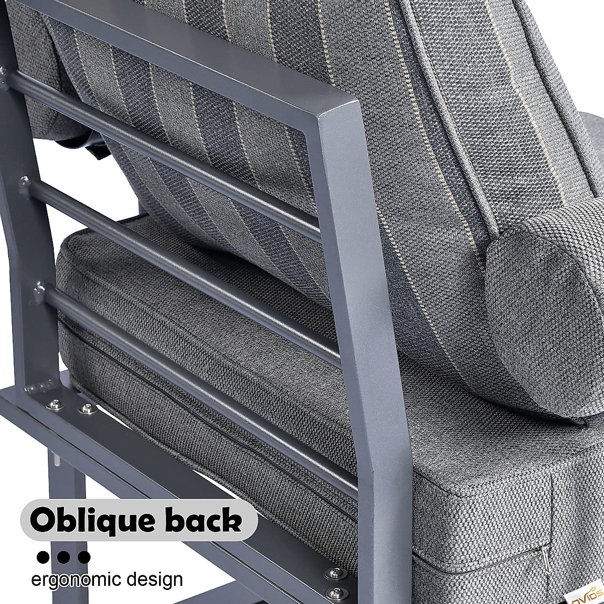 HOOOWOOO Aluminum Patio Conversation Set of 6 Pieces Weather Resistant Outdoor Furniture Sofa Set with Armrest Cushion,Armchairs,Ottomans and Coffee Table,Gray Frame Gray Stripes Cushions