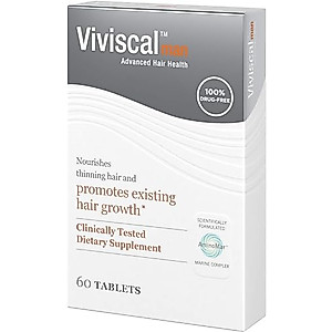 Viviscal Men's Hair Growth Supplements for Thicker, Fuller Hair Clinically Proven with Proprietary Collagen Complex, 60 Tablets - 1 Month Supply