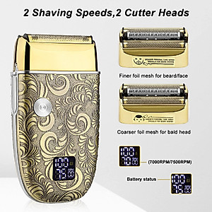 GSKY Electric Razor, Double Foil, Foil Shavers for Men,2 Speeds,Electric Shavers for Men,Beard Trimmer with 2 Foil,Cordless Barber Shaver Beard Trimmer,Barber Supplies Gifts for him
