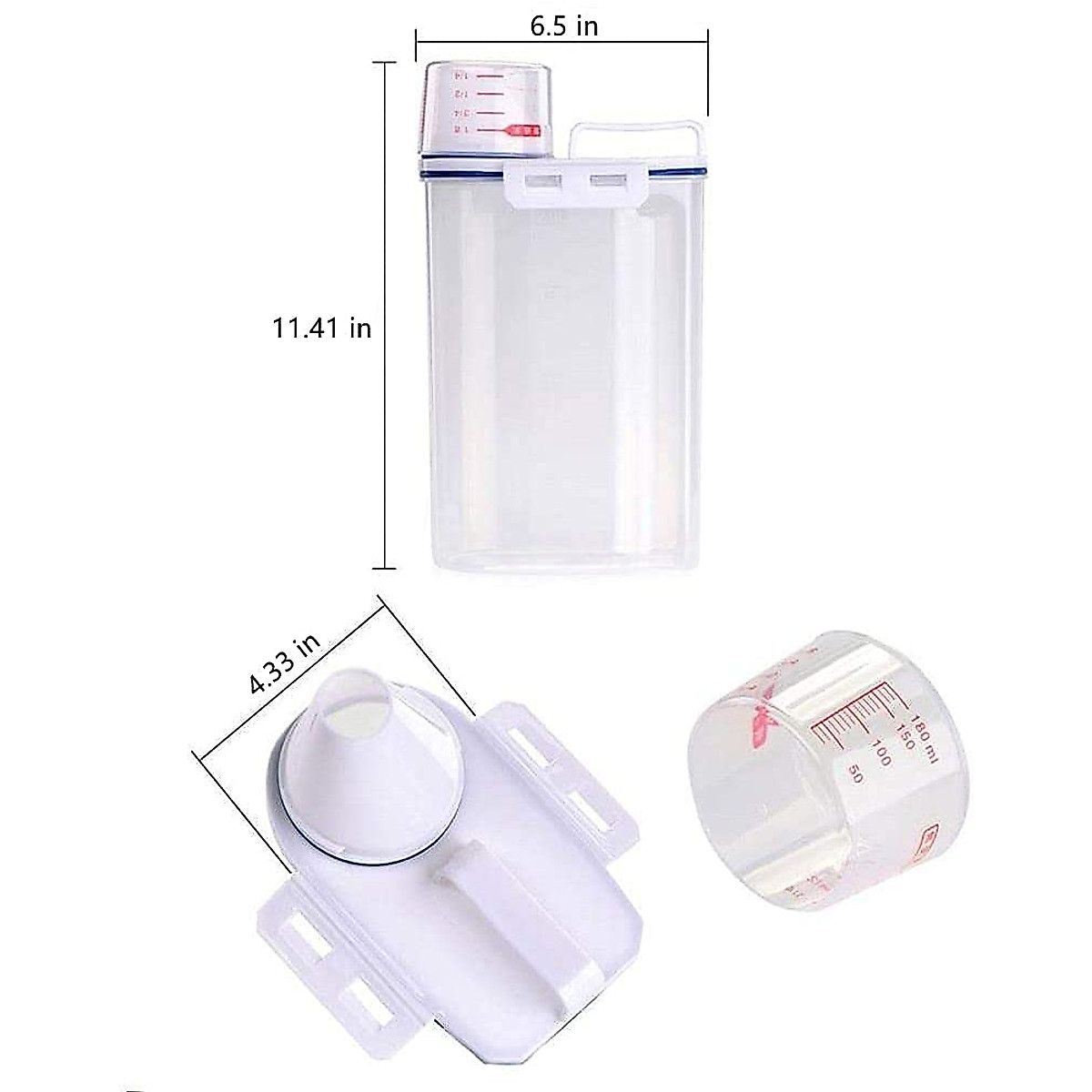 BOLESHU 3 PCS Rice Bin 2L Rice Container, 3 Pcs Airtight Cereal Container Rice Barrel Dry Grain Dispenser Thicken Rice Cylinder Clear Food Storage Box with Airtight Design Measuring Cup Pour Spout