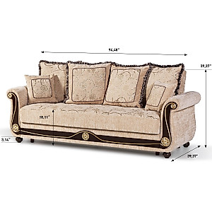 Ottomanson Americano Collection Upholstered Convertible with Storage, Sofabed, Beige