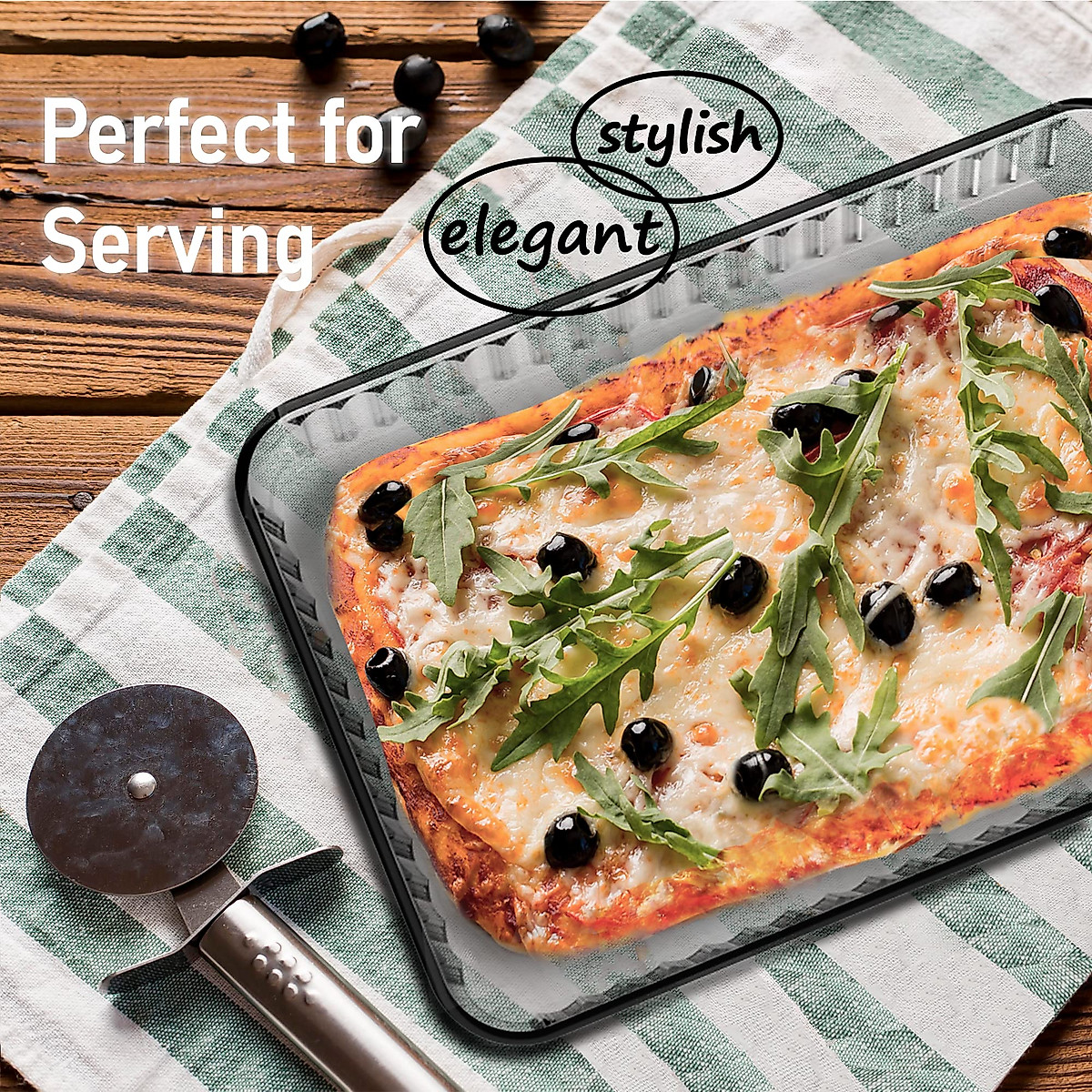 ums Glass Baking Dishes, 16 X 11 inch, 4 Quart Cooking and Serving Pan, Rectangular Baking Tray, Borosilicate Glass Cooking Pans for Oven, Casserole Dish, Heat Resistant Glass Ovenware