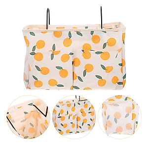 ARTIBETTER Fruit Hanging Basket Orange Bedside Cotton Linen Hanging Storage Bag Bed Storage Pocket Organizer Pouch Diaper Stacker for Bed Crib Craddle Baby Clothes Organizer Storage Bed Frame