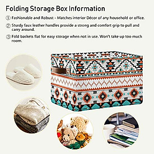 Bardic Storage Basket Ethnic Aztec Canvas Fabric Foldable Storage Bins Cubes Baskets Containers with Handles Bedroom Toys Clothes Closet Organizer