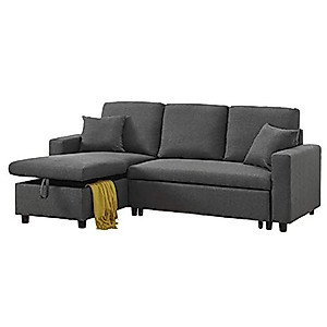GTU Furniture Reversible Sectional Sleeper Sofa with Storage (Grey)