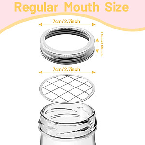 Cinvo Flower Mason Jar Insert Lid Metal Flower Organizer Frog Lid for Regular Mouth Mason Canning Jars Bouquet Easy Flower Arranging(6 Set Rings and Separate Lids)