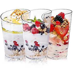 Fasmov 100 Pack 2 Oz Mini Dessert Cups with 100 Spoons, Clear Plastic Parfait Appetizer Cup for Tasting Party Desserts Appetizers
