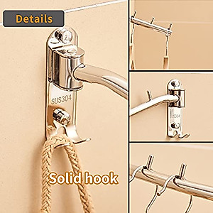 Danpoo Folding Clothes Hanger Rack, Stainless Steel Swing Arm Hook Holder, Clothing Hanging System Drying Closet Storage Organizer Wall Mount Chrome (Silver)