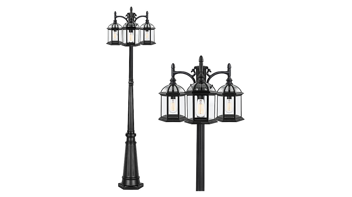 Aluminum Outdoor Lamp Post Birdcage with 3-Head Modern Design