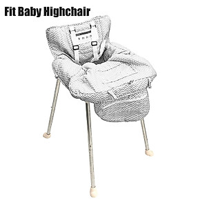 Portable 2-in-1 Grocery Cart Seat Cover and Baby Highchair Cover (Gray Chevron)