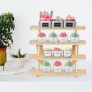 Wooden Cupcake Display Stand, Wood Rustic Risers 4 Tiers for Display Ideal Craft Funko Pop Shelves, Table Display Stand for Vendors, Earring & Ring Holder Stands, Outdoor Plant Stand Indoor-Natural