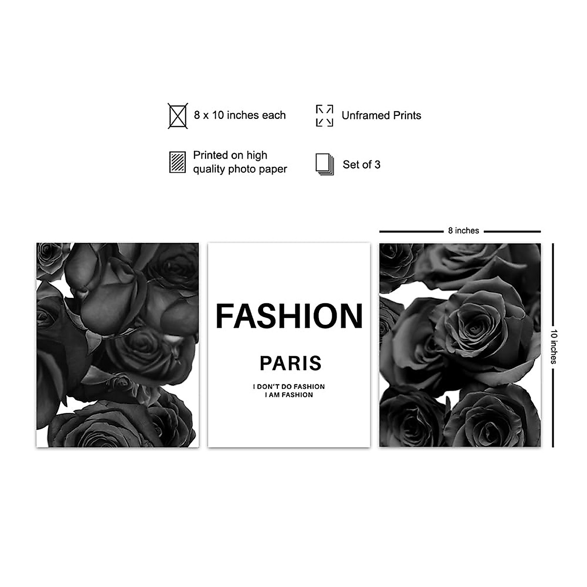 Glam Quote Set - Elegant Classy Contemporary Wall Art Decor print - Chic Luxury Couture Fashion Design Home Decor for Bedroom, Living room, Bathroom, Office - Gift for Woman, Fashionista