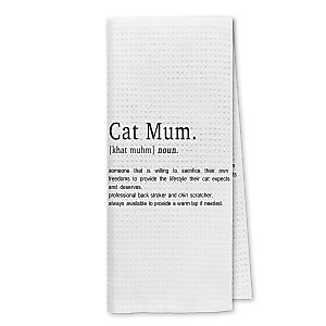 Dibor Cat Mum Definition Kitchen Towels Dish Towels Dishcloth,Inspirational Cay Mom Decorative Absorbent Drying Cloth Hand Towels Tea Towels for Bathroom Kitchen,Cat Lovers Cat Mom Cat Owners Gifts