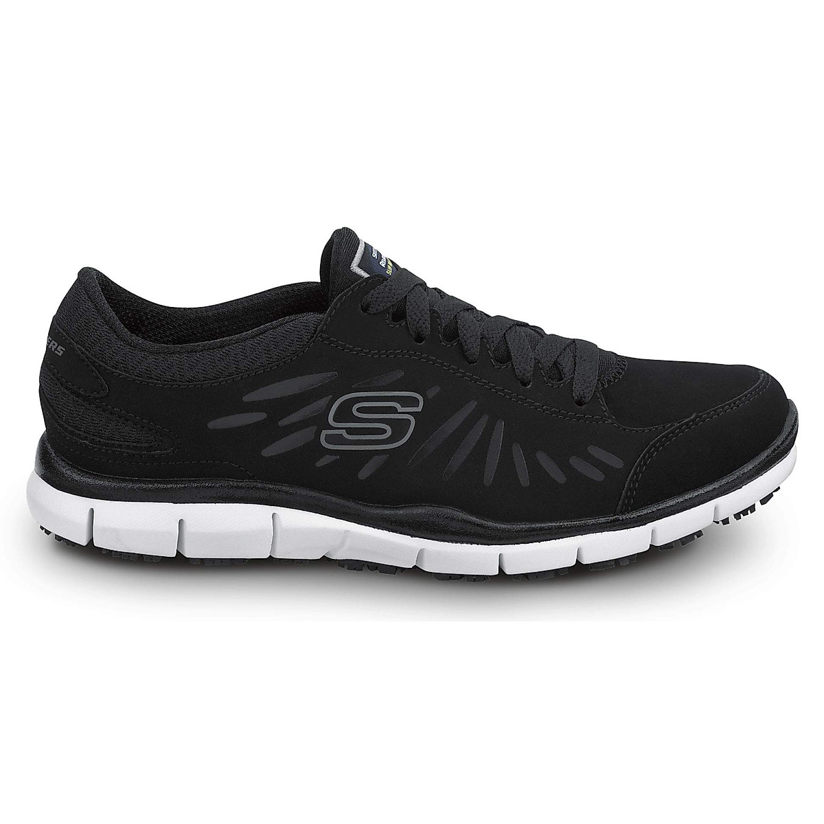 Skechers Work Stacey - Women's Black/White Soft Toe, Slip Resistant, Low Athletic (11.0 M)