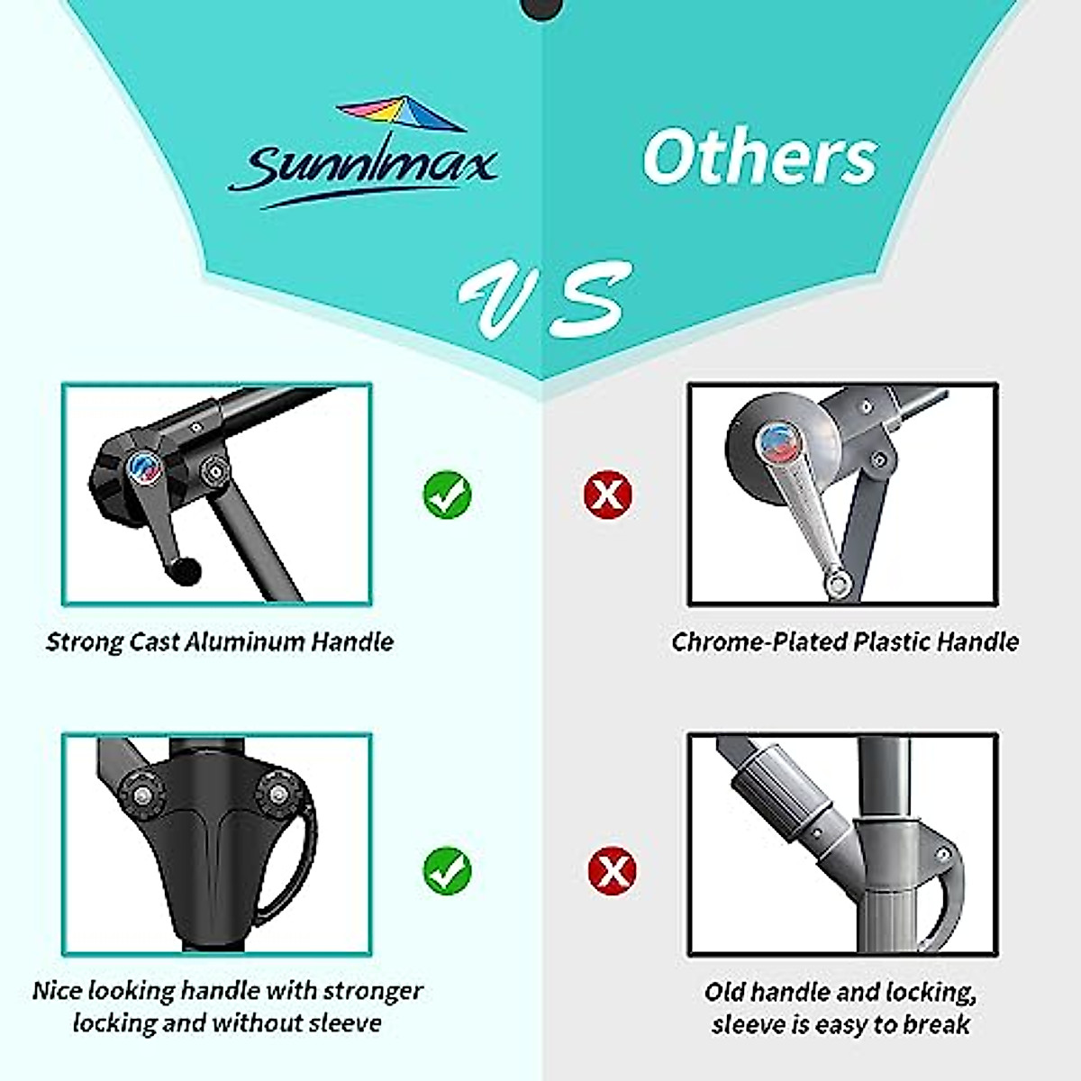 SUNNIMAX Patio Umbrella with base included, 10 FT outdoor offset umbrella for garden, w/UV Prection (GREY)