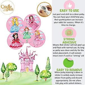 Potty Training Seat Magic Sticker Princess Toddler Potty Training Toilet Color Changing Sticker | 5 Pack Toilet Targets with Free Potty e Book | Use with/Without Potty Chart or Potty Training Watches
