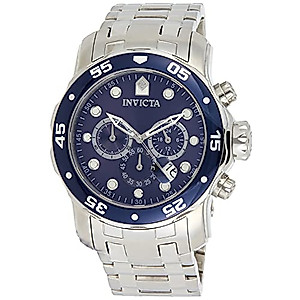 Invicta Men's 0070 "Pro Diver Collection" Stainless Steel and Blue Dial Watch