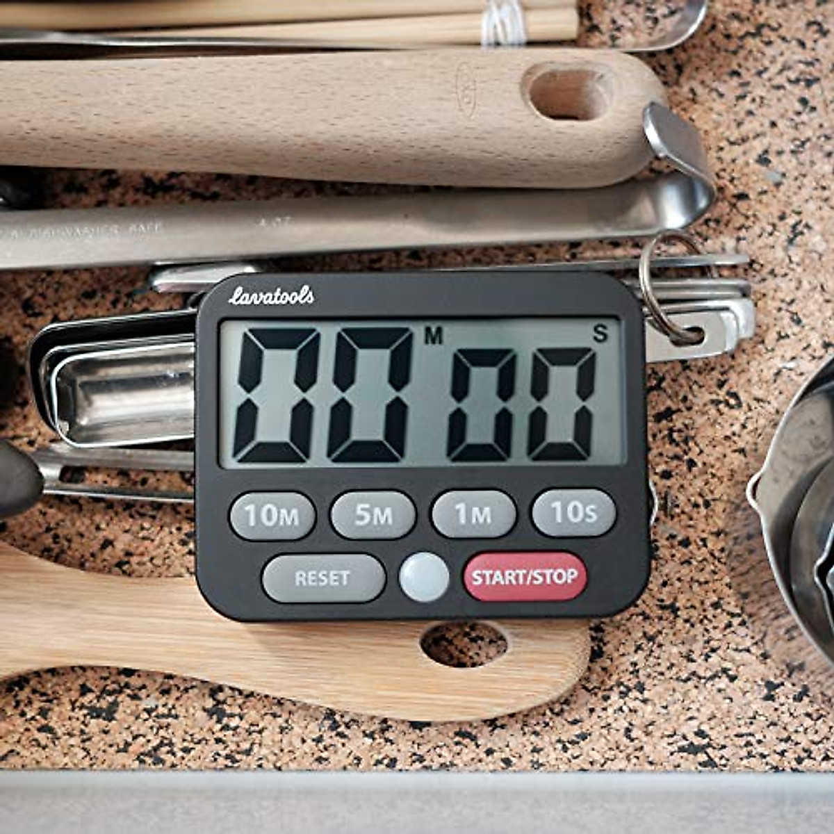 Lavatools KT3 Kitchen Timer & Stopwatch, Large Digits, Loud Alarm, Mute Function, Quick-Set Buttons, Hang Hole, Magnetic Stand for Cooking and Classroom