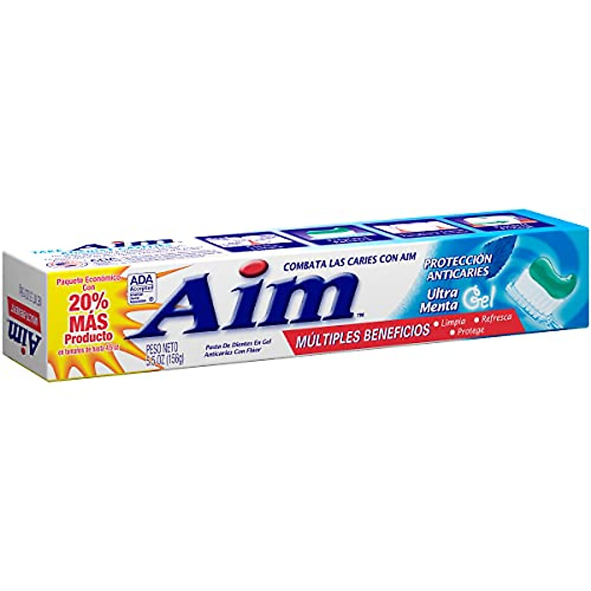 Aim Cavity Protection Anticavity Fluoride Toothpaste, Ultra Mint Gel, 6 Ounce - Pack of 6