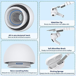 Halunbaby for AirPods Pro 2nd Generation Clear Case Cover with Secure Lock Clip Full Drop Protection,High-Transparent Soft TPU Material and Equiped with Cleaner Kit Replacement Eartips(S/M/L) (Purple)