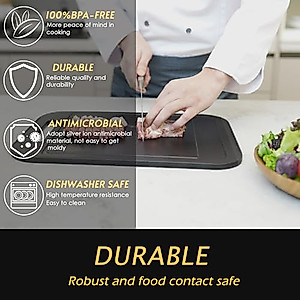Vipcook Cutting Boards for Kitchen 3Pcs Set Larger Chopping Board Thick Cutting Board Dishwasher Safe with Easy Grip Handle Juice Grooves BPA Free Non-Slip (Black)