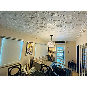 A La Maison Ceilings R82 Circles and Stars Foam Glue-up Ceiling Tile (128 sq. ft./Case), Pack of 48, Plain White