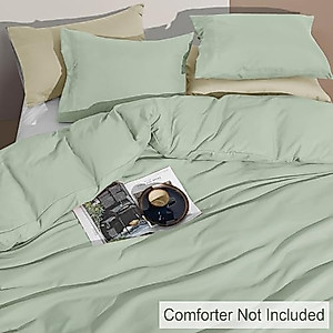 PHF Sage Green Duvet Cover Queen Size, Comfy Lightweight Skin-Friendly Comforter Cover Set with Button Closure, Soft Durable Bedding Collection with 2 Pillowcases for All Season, 90" x 90"