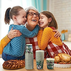 Umigy 100 Pcs 9 oz Fall Disposable Paper Cups Pumpkin Cup Thanksgiving Party Supplies Pumpkin Maple Leaves Cups for Coffee Juice Hot Cold Drink Thanksgiving Decorations(Simple Pumpkin)