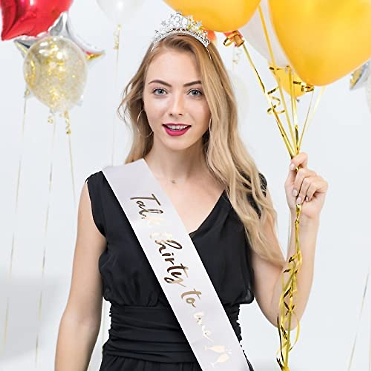 CIEHER 30th Birthday Headband + 30th Birthday Sash Talk Thirty to Me, 30th Birthday Decorations for Women 30th Birthday Crown 30th Birthday Gifts for Her Happy 30th Birthday Party Supplies