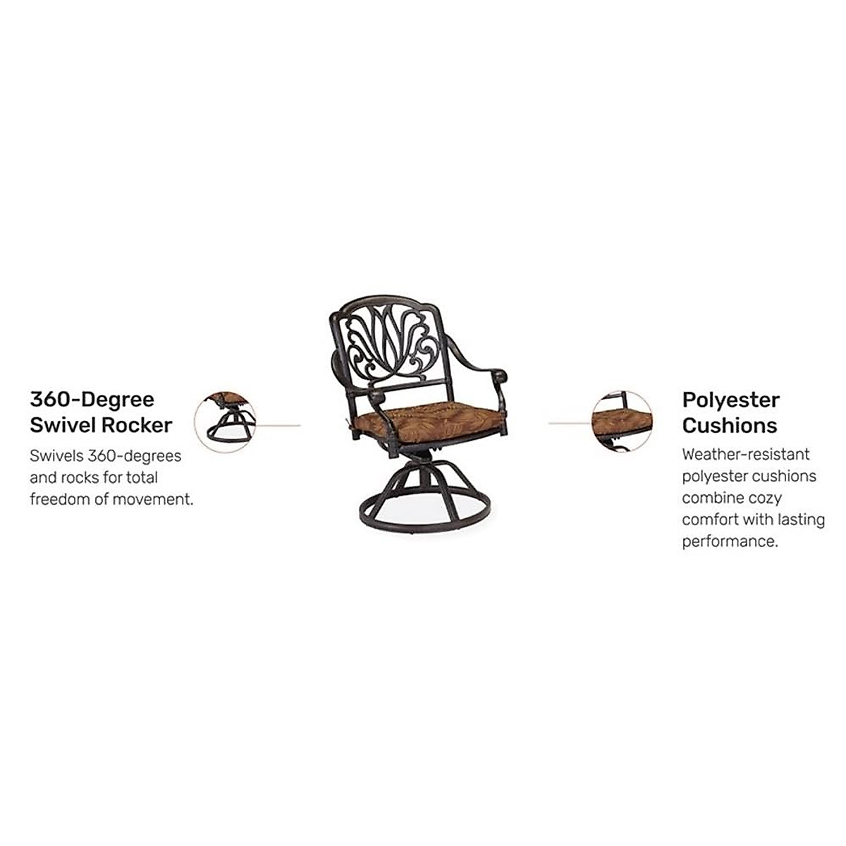Afuera Living Traditional Aluminum Outdoor Swivel Rocking Chair in Charcoal