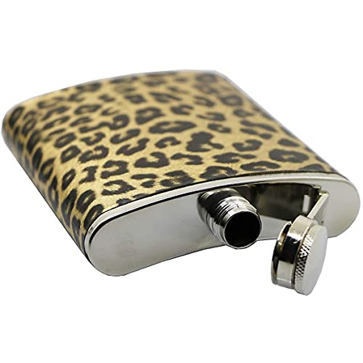 Leopard Flasks for Liquor for Women Funny Leakproof Hip Flasks Stainless Stell Drinking Bottle with Funnel 7oz