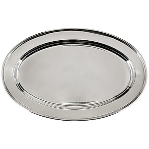 Winco OPL-14 Stainless Steel Oval Platter, 14-Inch by 8.75-Inch