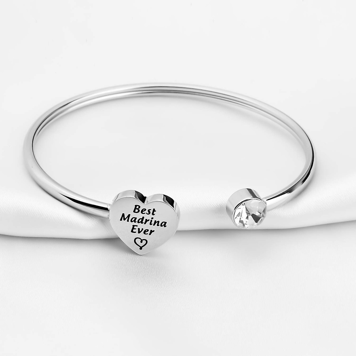 PENQI Godmother Bracelet Best Madrina Ever Cuff Bangle Madrina Gift from Godchild Christening Jewelry Baptism Gift (Best Madrina Ever Bangle)