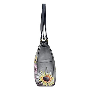 Anna by Anuschka Women Hand Painted Leather Large Shoulder Tote-Wild Meadow, One Size