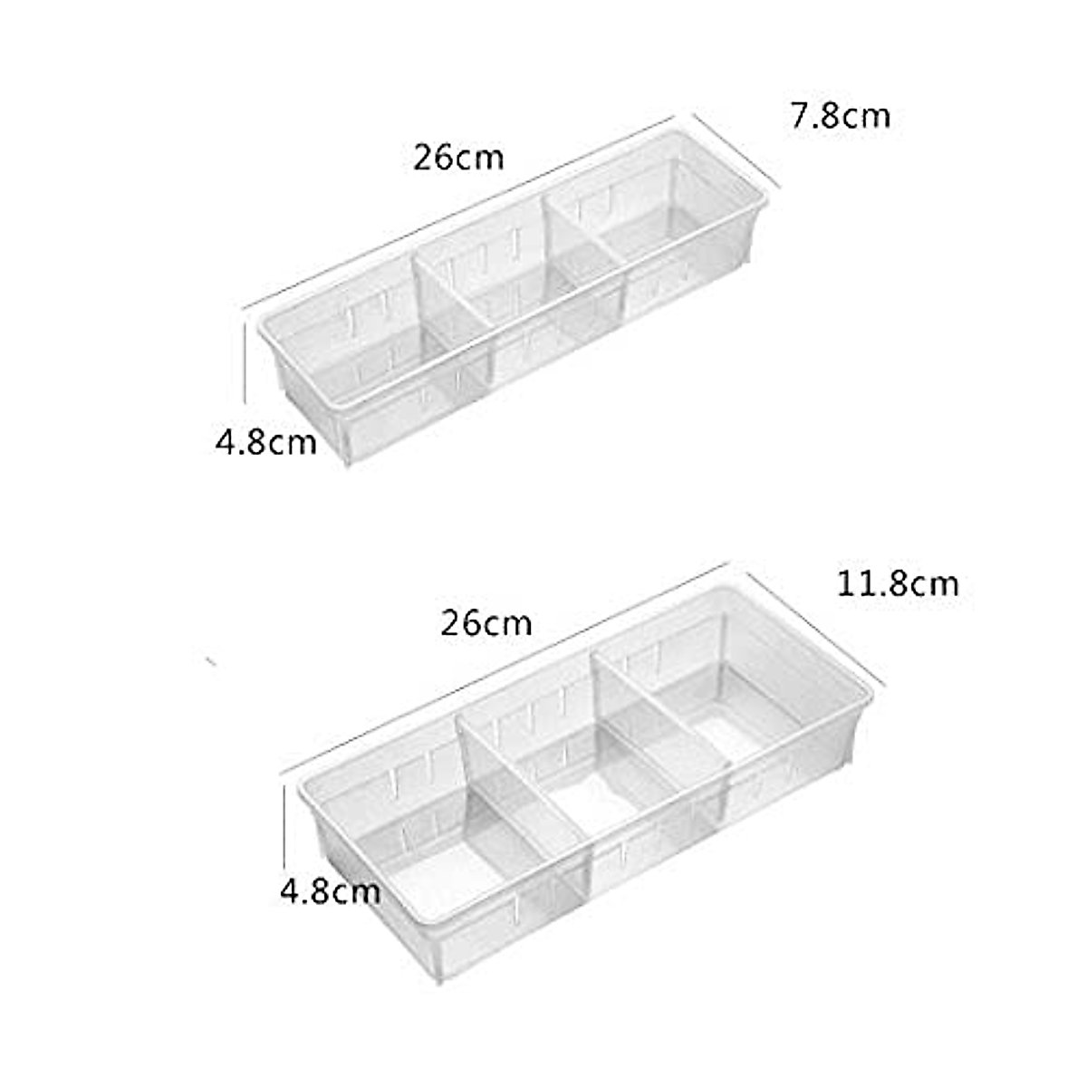 Chris.W Desk Drawer Organizer Tray with Adjustable Dividers, Multi-Drawers for Makeups, Utensil, Pens, Flatware and Junks - Set of 4 (2 Large + 2 Small) 10.24 Inch Length