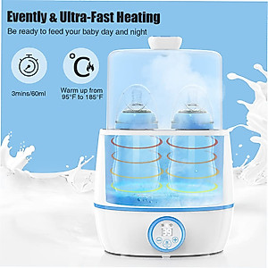 Bottle Warmer Baby Bottle Warmer, Portable Bottle Warmer for Breastmilk Formula Bottle Food Heater Double Bottle Warmer with Timer & LCD Display BPA-Free Accurate Temperature Control