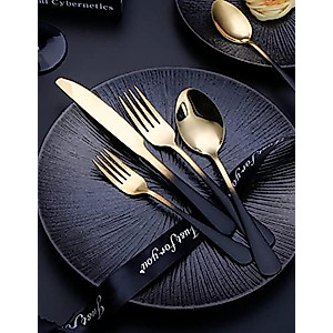Black Gradual Change Gold Silverware Set Flatware Sets 70 Piece Stainless Steel Service for 14 Durable Home Kitchen Restaurant Wedding Cutlery Utensils Delicate Knifes Forks and Spoons Tableware Set…