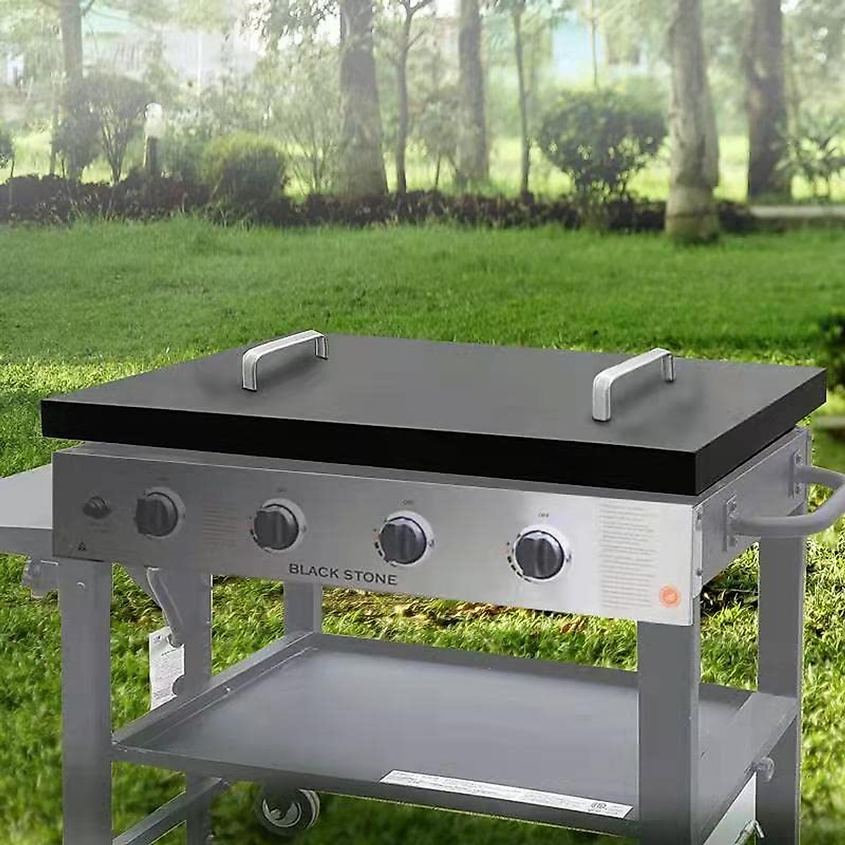 Griddle Lid Hard Cover with Handle for Blackstone 36 Inch, Durable Waterproof Flat Top Lid with Hanging Hooks Fits 36” Front or Rear Grease Griddle Black Stone Grill Cover Outdoor BBQ Accessories