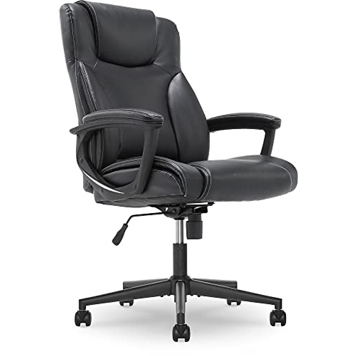 Serta Executive High Back Office Chair with Lumbar Support Ergonomic Upholstered Swivel Gaming Friendly Design, Bonded Leather, Black