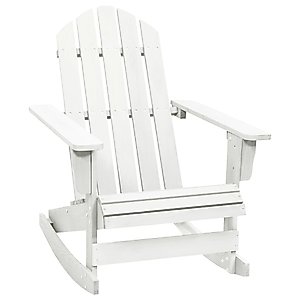 GOLINPEILO Wooden Patio Rocking Chair,High Back Porch Rocker,Outdoor Rocking Chair, Widely Used for Lawn, Porch, Backyard, Indoor and Garden, Wood White