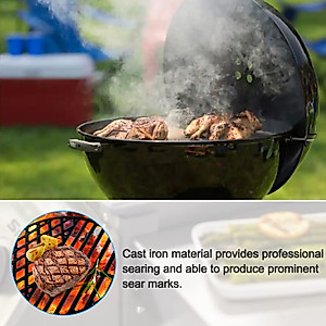 Adviace 21.5 Inch 8835 Cast Iron Grill Cooking Grates Replacement for 22.5" Weber Master-Touch, 22.5" Charcoal Smoker, Weber 22 Inch Kettle, Premium 22 Inch Charcoal Grill, 22" Weber Performer Premium