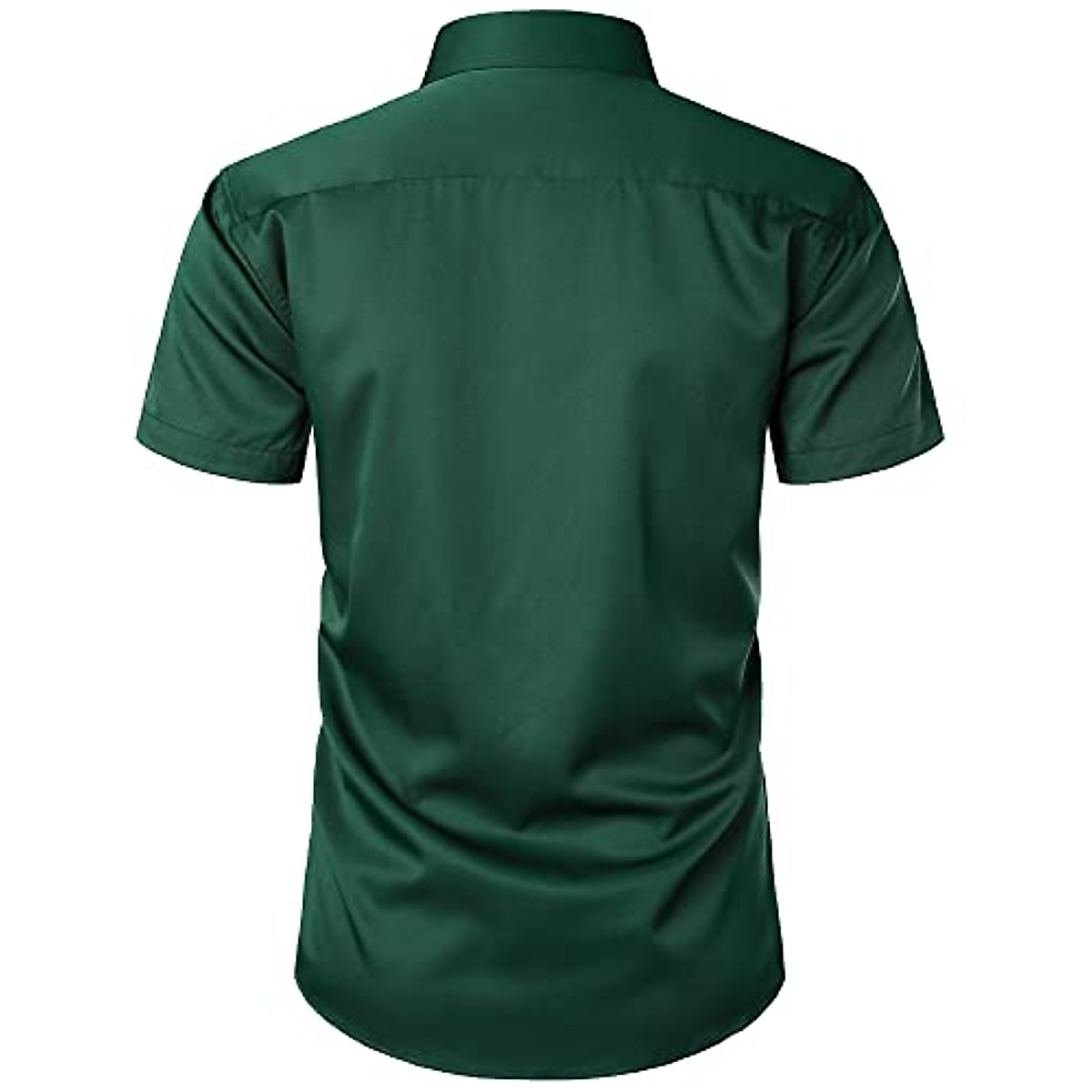 ZEROYAA Men's Casual Urban Stylish Slim Fit Short Sleeve Button Up Dress Shirt with Pocket ZLSC15-Dark Green Large