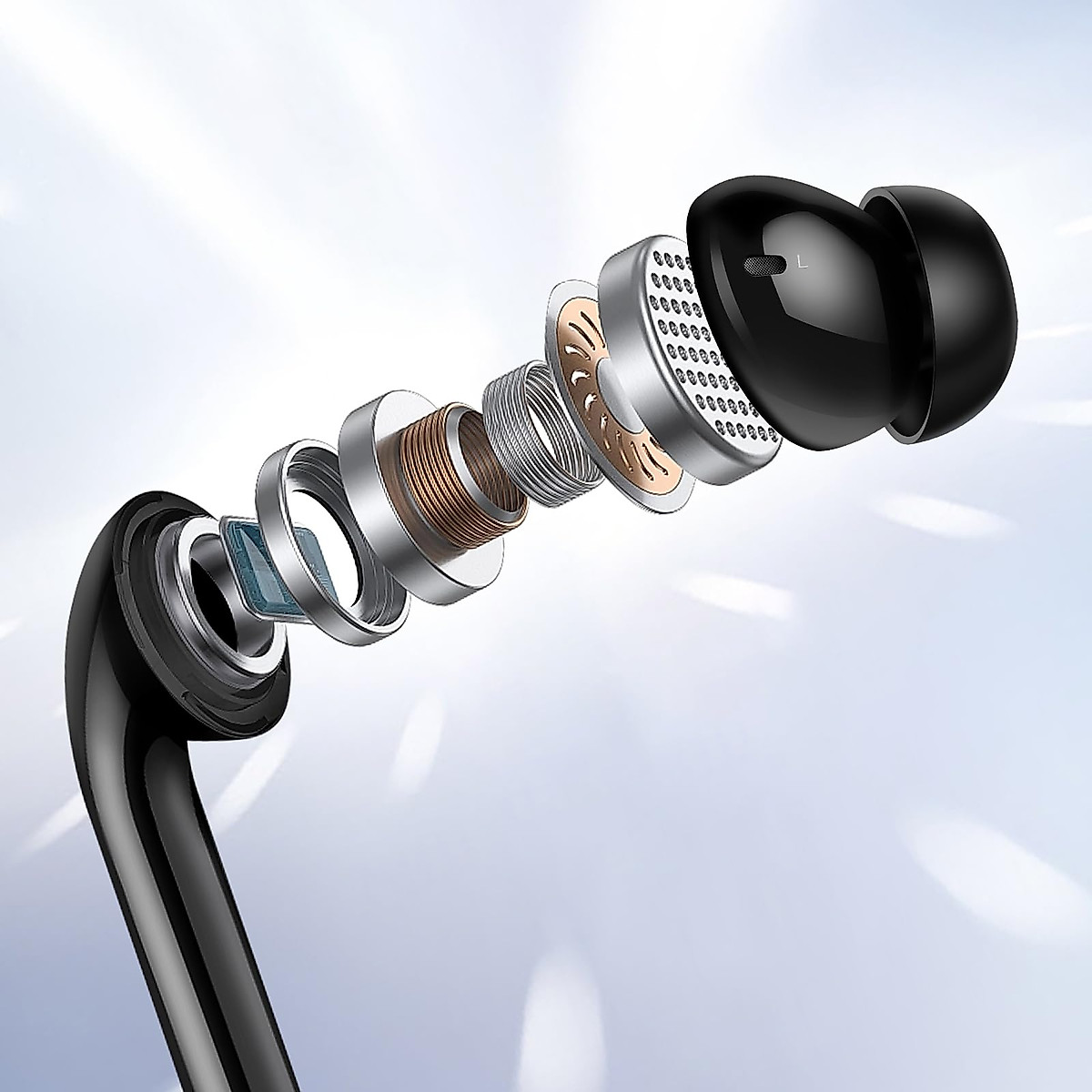 XNMOA Wired Headphones for iPhone 14 13/12/11/Se/X/Xr/Xs/8/7, Wired Earbuds Noise Canceling in-Ear Headset with Microphone,Comfortable Wired Earphones with Volume Control,Black