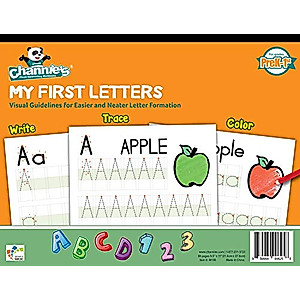 Channie’s My First Letters, Easy to Trace, Write, Color, and Learn Alphabet Practice Handwriting & Printing Workbook, 80 Pages Front & Back, 40 Sheets, Grades PreK - 1st, Size 8.5” x 11”