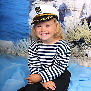 2 Pieces Navy Marine Admiral Style Hat - Adjustable Ship Sailor Cap Yacht Boat Captain Hat Funny Party Hats for Adult Costume Accessory