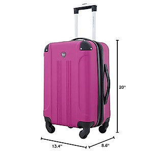 Travelers Club Chicago Hardside Expandable Spinner Luggage, Fuchsia, 20" Carry-On