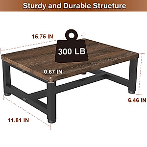 Tigerden Wooden Step Stool for Toddlers Kids and Adults, Heavy Duty Stepping Stools with 300 LB Load Capacity, Foot Step Stool for Bed, Bedroom, Living Room, Bathroom, Kitchen- Rustic Brown & Black