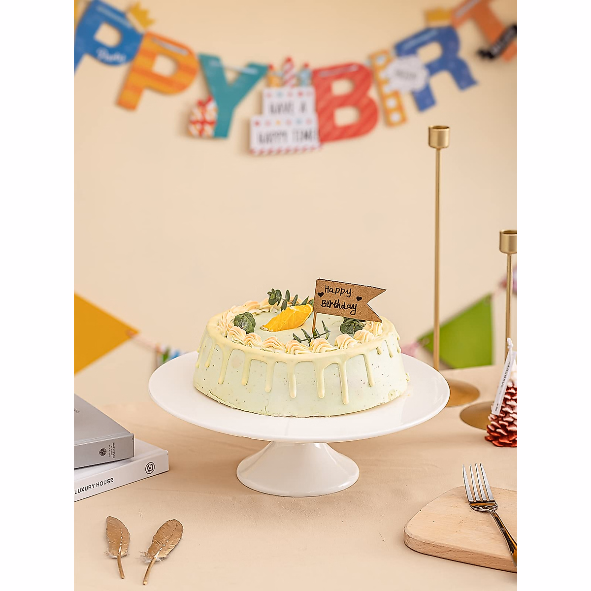 Kanwone 12-Inch Porcelain Round Cake Stand, Cake Plate, Dessert Stand, Cake Stand for Party, Home Decorating Stand, White