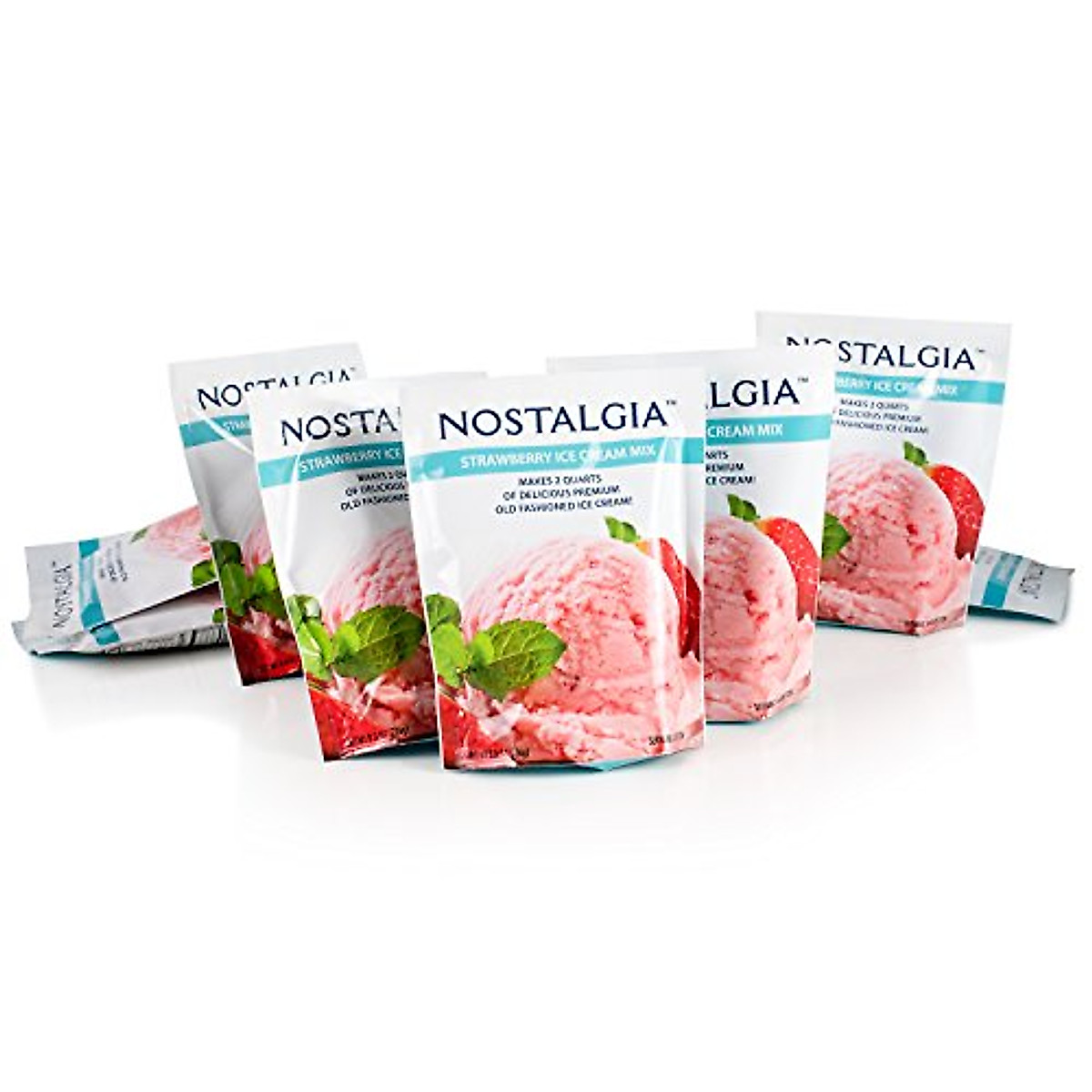 Nostalgia ICP825STRAW8PK Premium Strawberry Ice Cream Mix, 8 (8-Ounce) Packs, Makes 16 Quarts Total